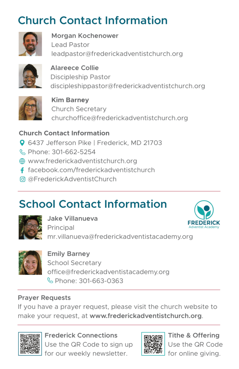 Sabbath Bulletin – Frederick Seventh-day Adventist Church